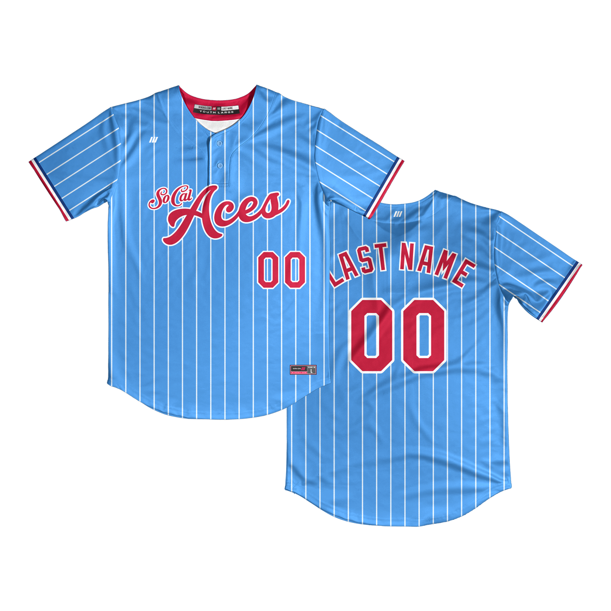 SoCal Aces 2-Button Jersey (Light Blue/White Pinstripes) – WIN ON 3